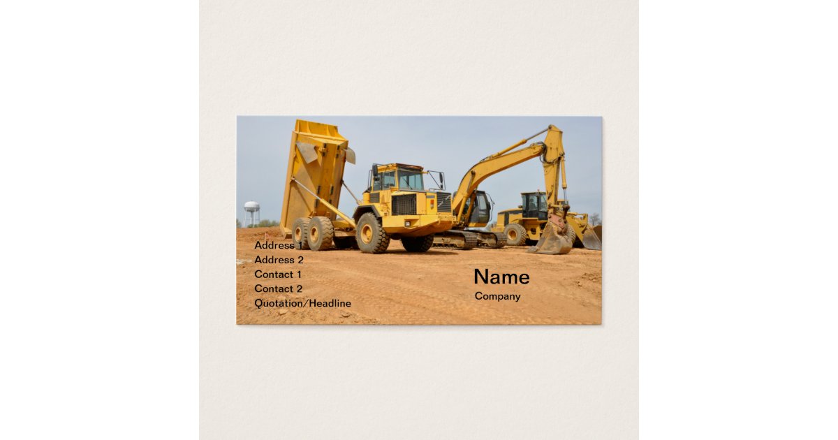 dump truck and backhoe business card | Zazzle.com