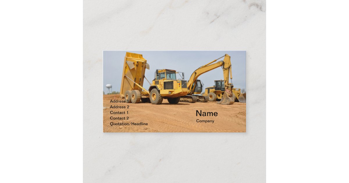 dump truck and backhoe business card | Zazzle