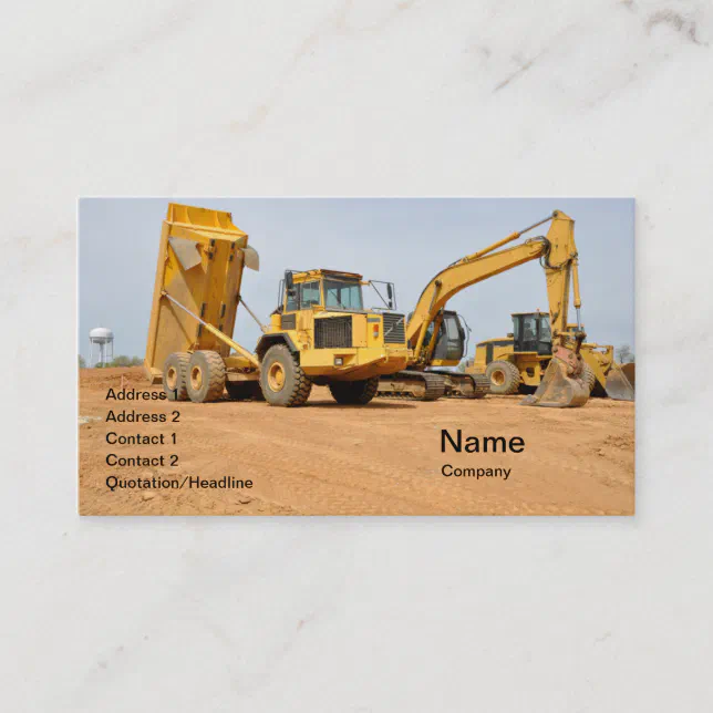 dump truck and backhoe business card | Zazzle