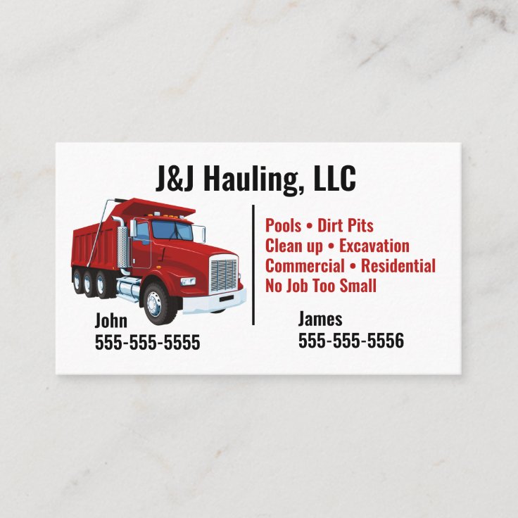 Dump Truck Business Card | Zazzle