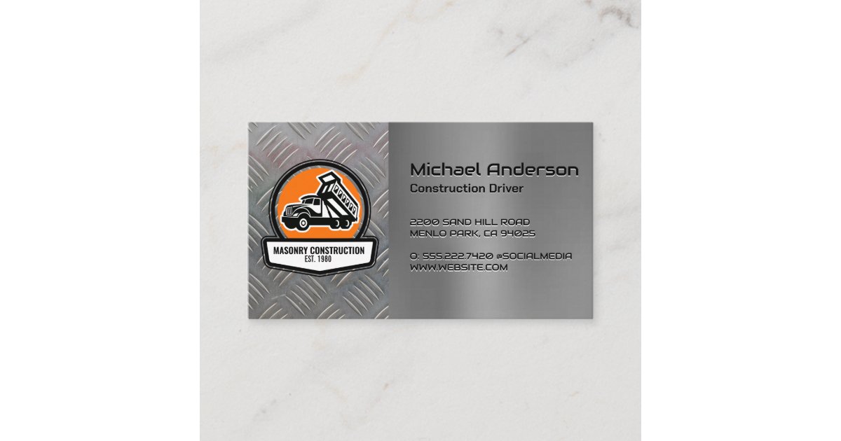 Dump Truck Construction Vehicle Business Card | Zazzle