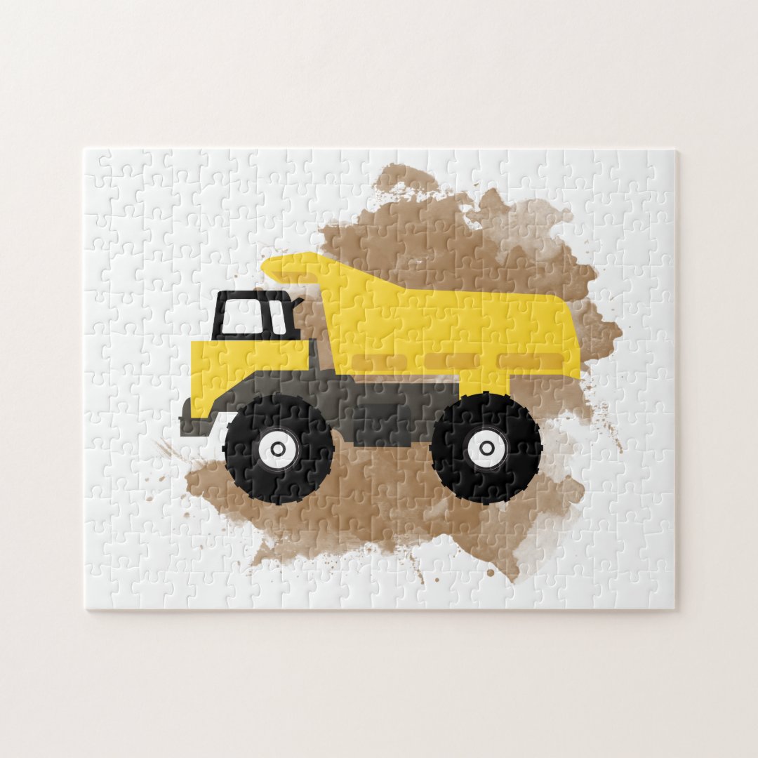 Dump Truck Construction Vehicle Mud Watercolor Jigsaw Puzzle | Zazzle