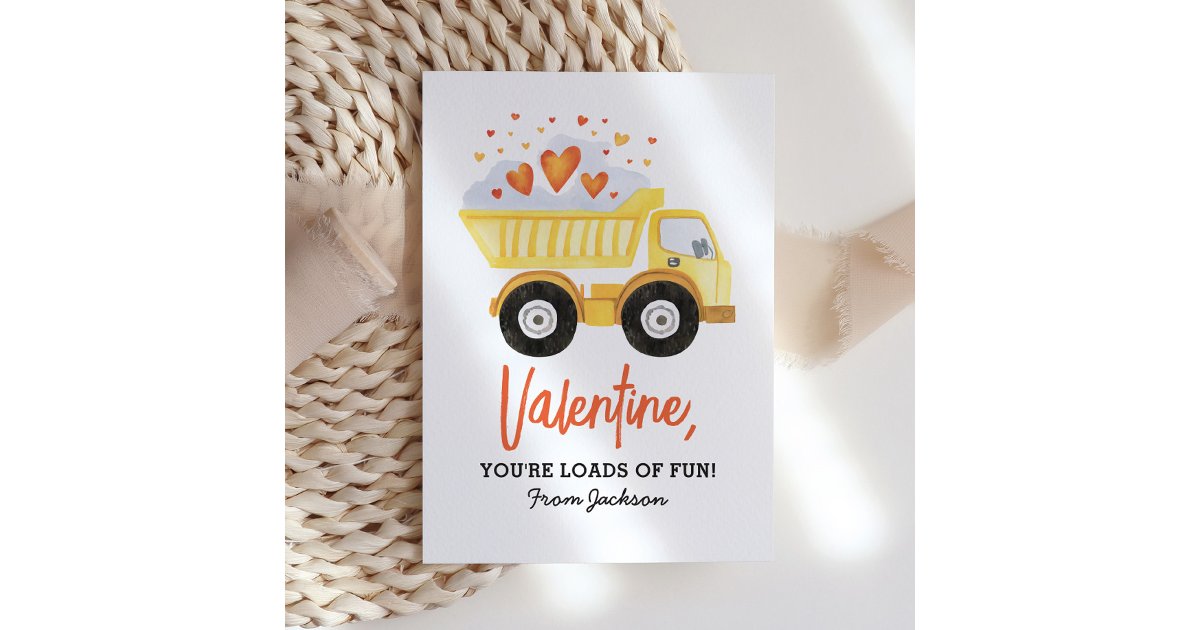 Dump Truck Construction Vehicle Valentines Day Note Card | Zazzle