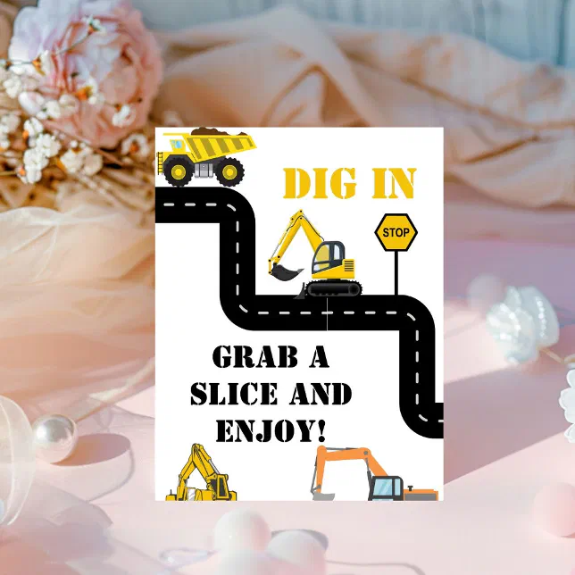 Dump Your Gift Here Construction Dump Truck Party Pedestal Sign | Zazzle