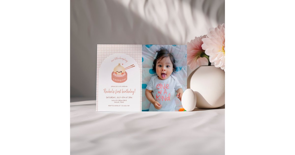Dumpling Birthday Photo Invitation, Dim Sum Party Invitation | Zazzle