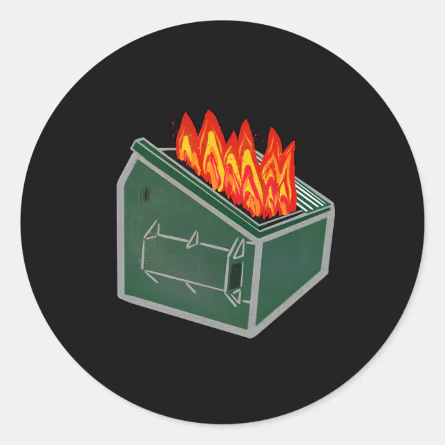 Dumpster Fire Garbage Trash Can Classic Round Sticker | Zazzle