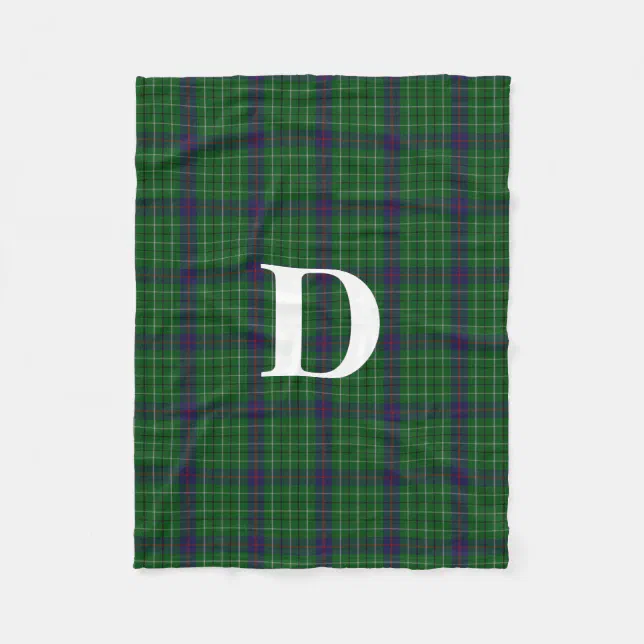 Duncan Clan Tartan Plaid Monogram Fleece Blanket | Zazzle