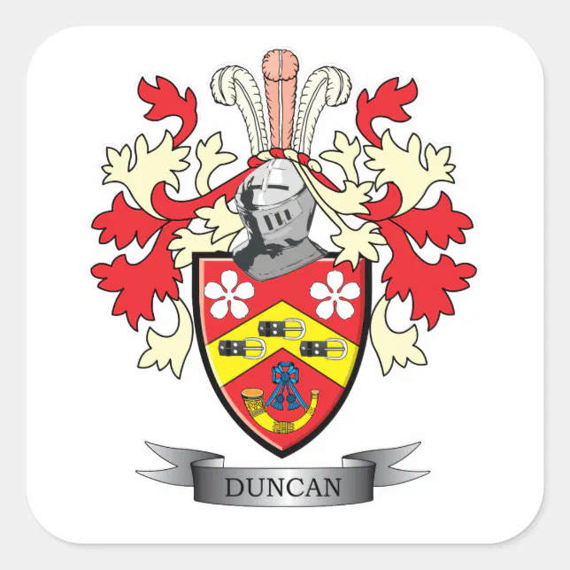 Duncan Family Crest Coat of Arms Square Sticker | Zazzle
