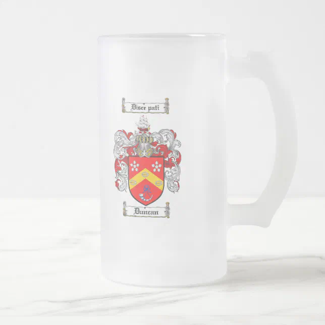 DUNCAN FAMILY CREST - DUNCAN COAT OF ARMS FROSTED GLASS BEER MUG | Zazzle