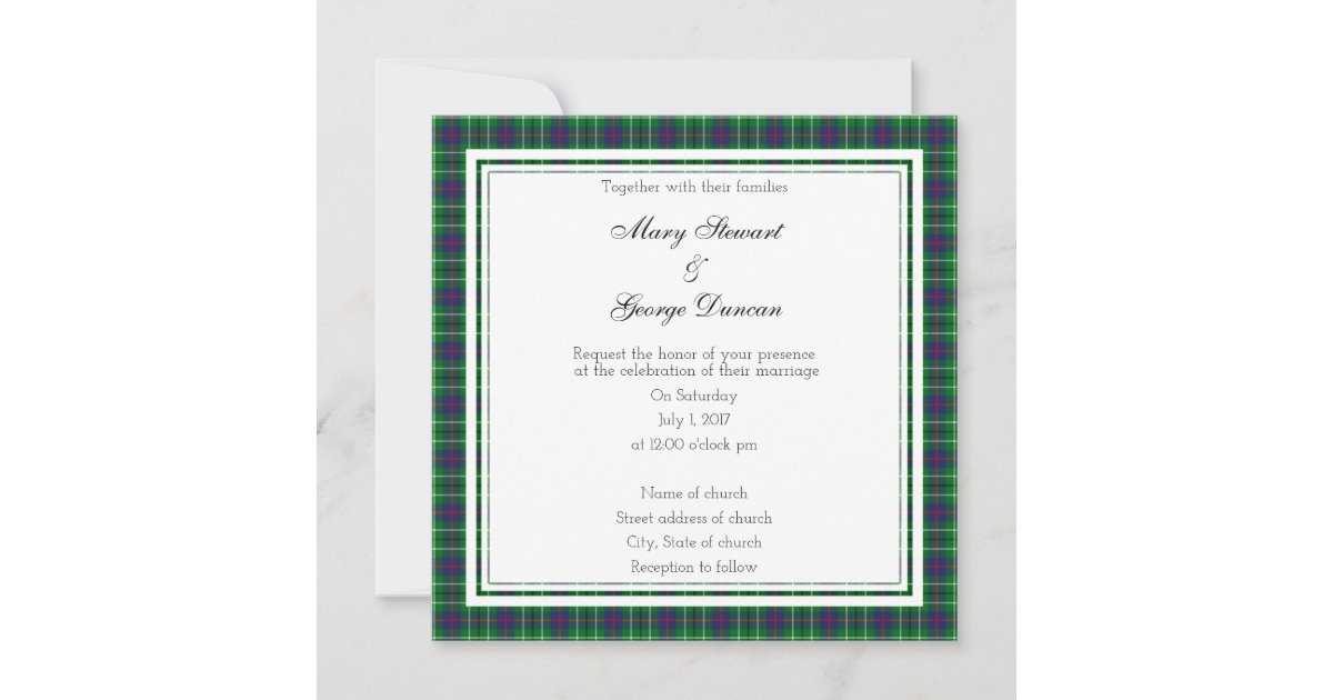 Duncan Scottish Wedding Square Invitation | Zazzle