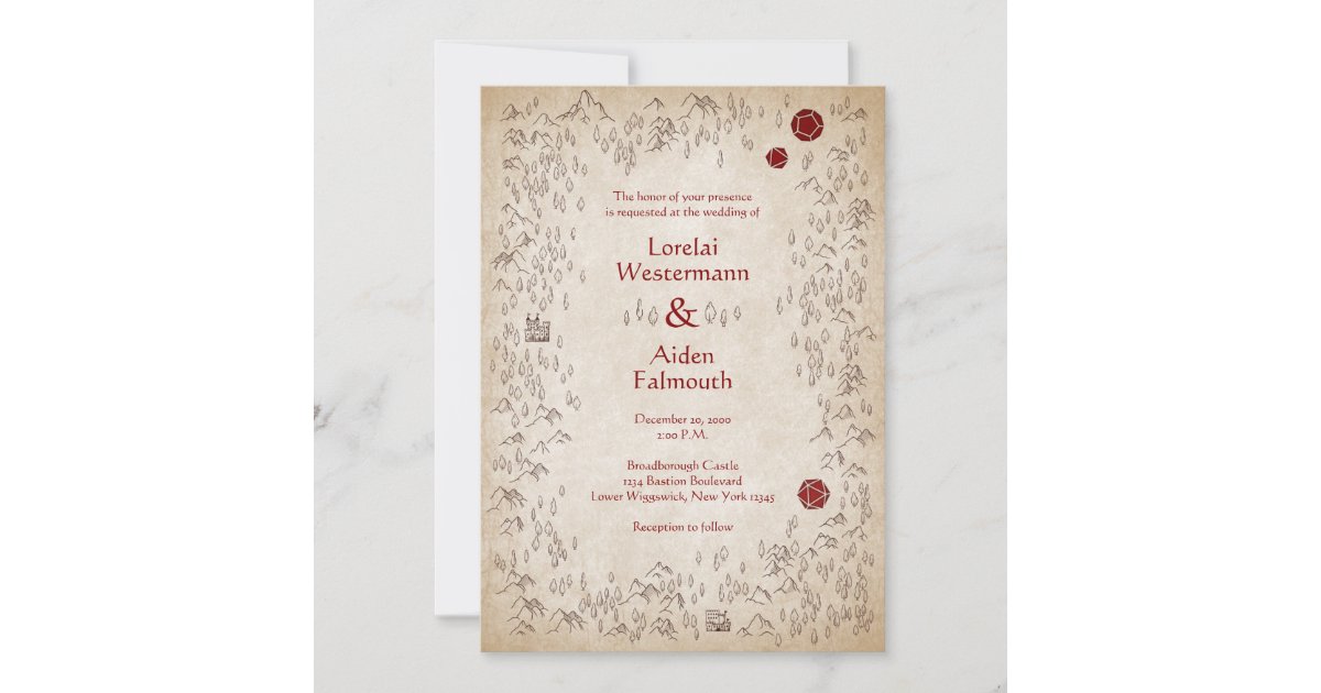 Dungeon Map RPG Gamer Wedding Invitation | Zazzle