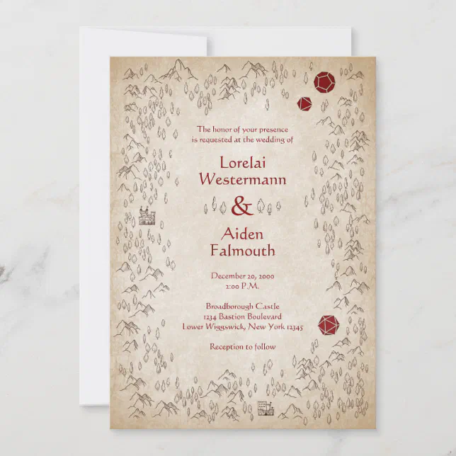 Dungeon Map RPG Gamer Wedding Invitation | Zazzle