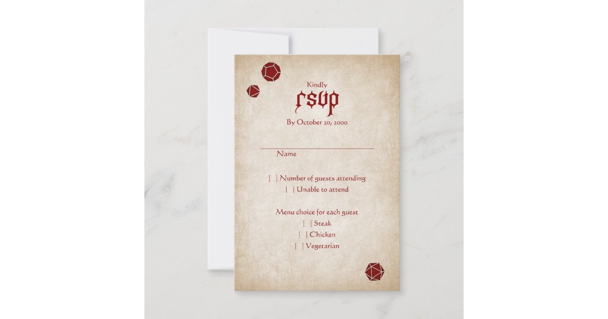 Dungeon Map RPG Gamer Wedding RSVP Card | Zazzle