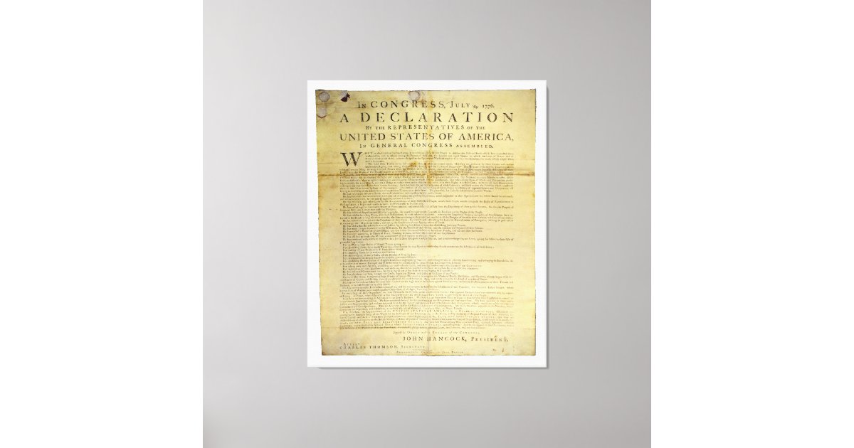 Dunlap Broadside Declaration of Independence 1774 Canvas Print | Zazzle
