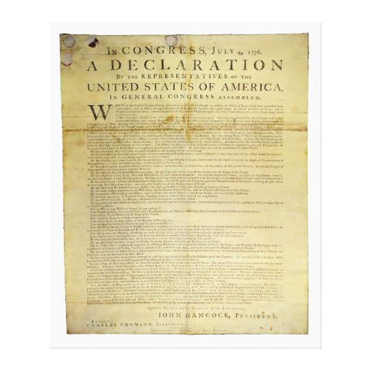 Dunlap Broadside Declaration of Independence 1774 Canvas Print | Zazzle.com
