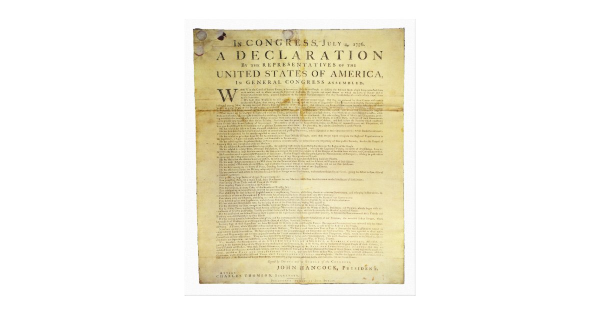 Dunlap Broadside Declaration of Independence 1774 Canvas Print | Zazzle