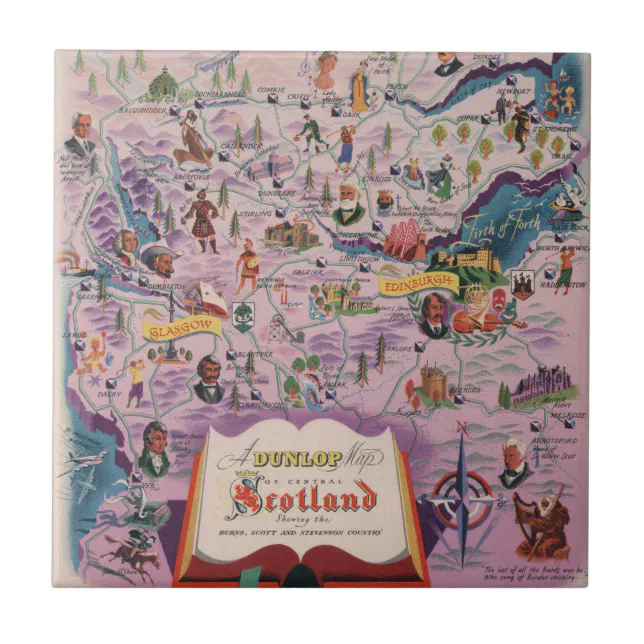 Dunlop Map of Central Scotland Ceramic Tile | Zazzle