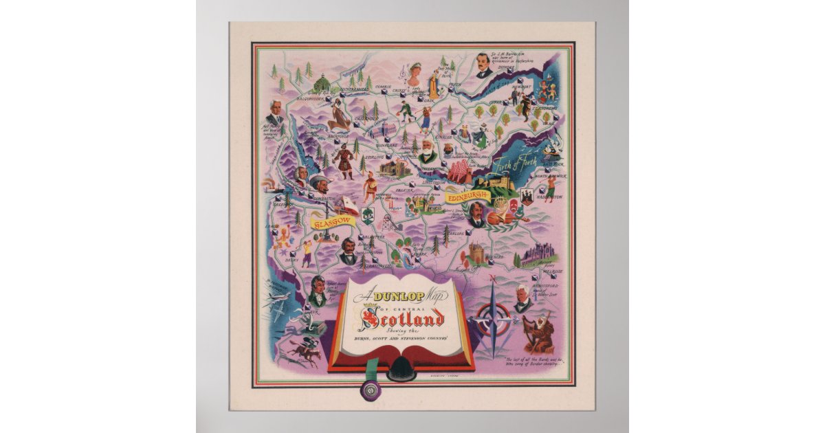 Dunlop Map of Central Scotland Poster | Zazzle
