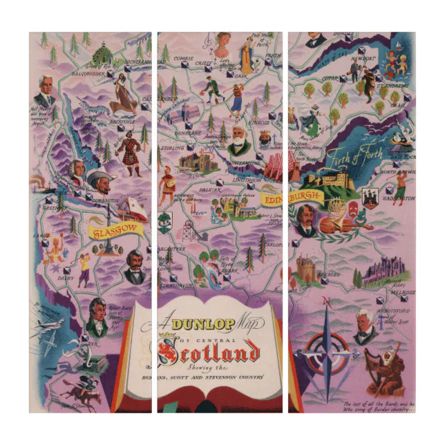 Dunlop Map of Central Scotland Triptych | Zazzle