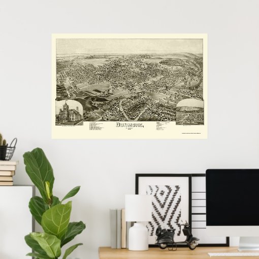 Dunmore, PA Panoramic Map - 1892 Poster | Zazzle