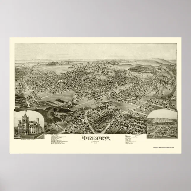 Dunmore, PA Panoramic Map - 1892 Poster | Zazzle