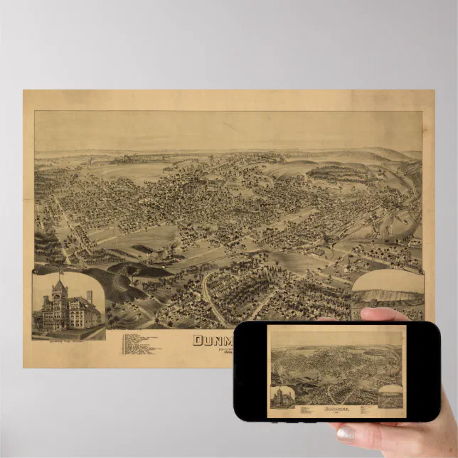 Dunmore Pennsylvania 1892 Antique Panoramic Map Poster | Zazzle