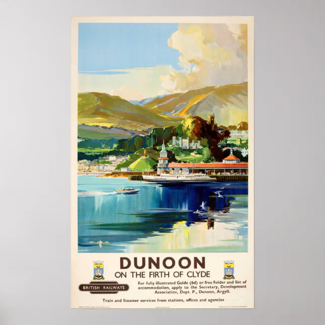 Dunoon On The Firth Of Clyde Vintage Travel Poster | Zazzle