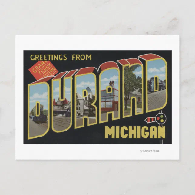 Durand, Michigan - Large Letter Scenes Postcard | Zazzle