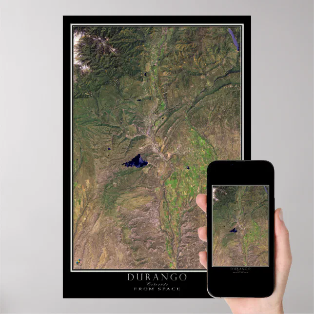 Durango Colorado From Space Satellite Map Poster | Zazzle