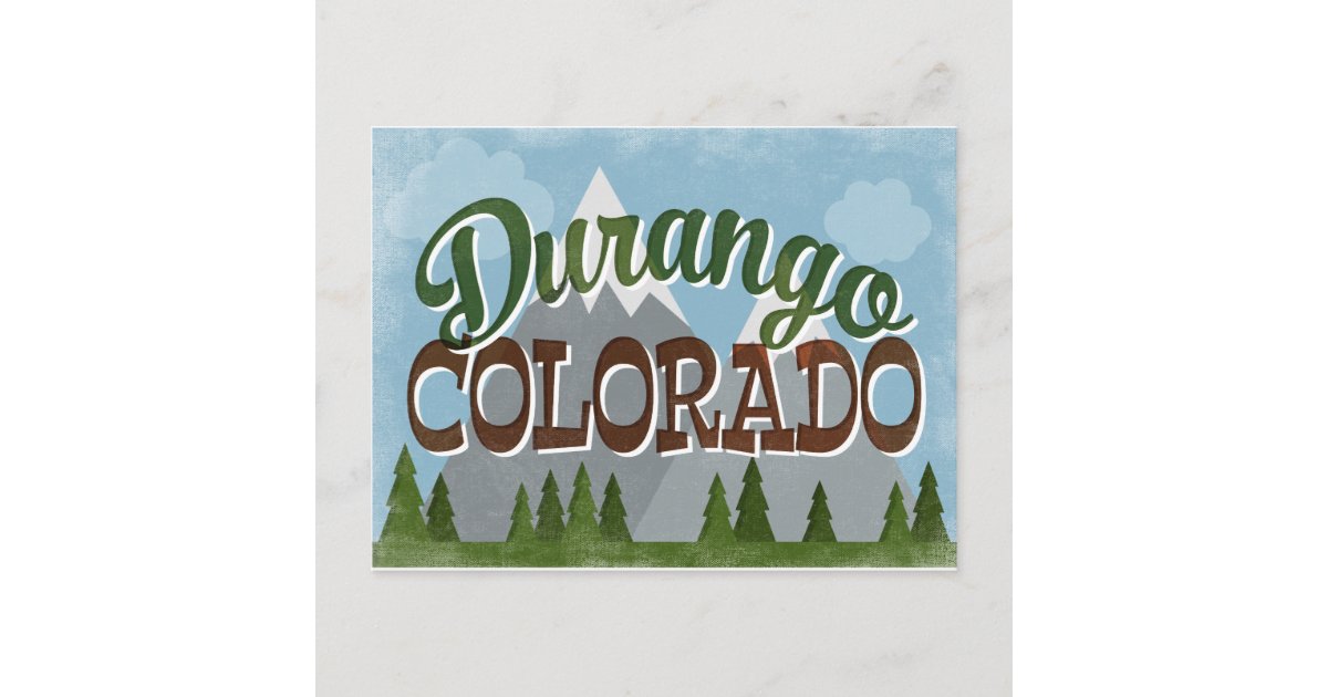 Durango Colorado Fun Retro Snowy Mountains Postcard | Zazzle