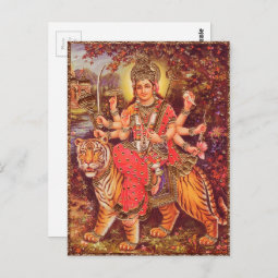 DURGA AND THE TIGER POSTCARD | Zazzle