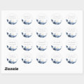 Dusky Blue Gold Floral Wedding Classic Round Sticker | Zazzle