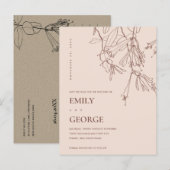 DUSKY BLUSH LINE DRAWING FLORAL SAVE THE DATE ANNOUNCEMENT POSTCARD ...