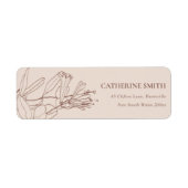 DUSKY BLUSH TERRACOTTA LINE DRAWING FLORAL ADDRESS LABEL | Zazzle