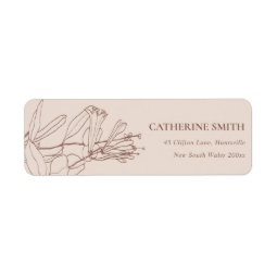 DUSKY BLUSH TERRACOTTA LINE DRAWING FLORAL ADDRESS LABEL | Zazzle