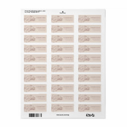 DUSKY BLUSH TERRACOTTA LINE DRAWING FLORAL ADDRESS LABEL | Zazzle