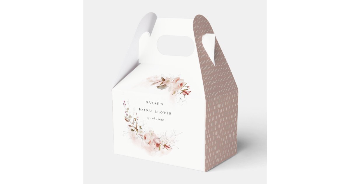 Dusky Fall Marsala Blush Floral Bridal Shower Favor Boxes | Zazzle