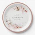 Dusky Fall Marsala Blush Floral Bridal Shower Paper Plates | Zazzle