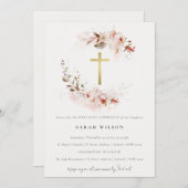Dusky Fall Marsala Floral First Holy Communion Invitation | Zazzle