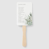 Dusky Leafy Fern Succulent Foliage Wedding Program Hand Fan | Zazzle