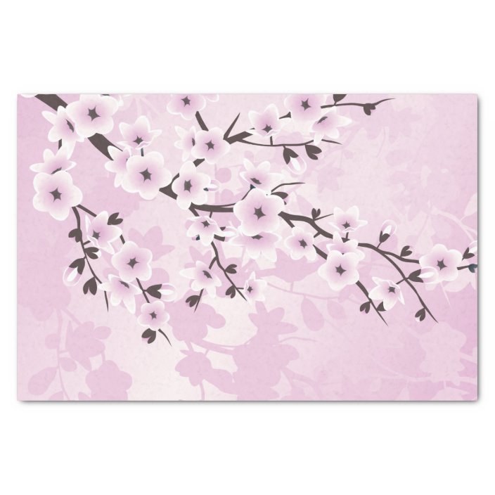 Dusky Pink Cherry Blossom Asia Floral Tissue Paper | Zazzle.com