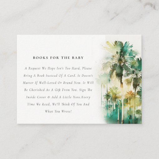 Dusky Tropical Palm Trees Books For Baby Shower Enclosure Card | Zazzle