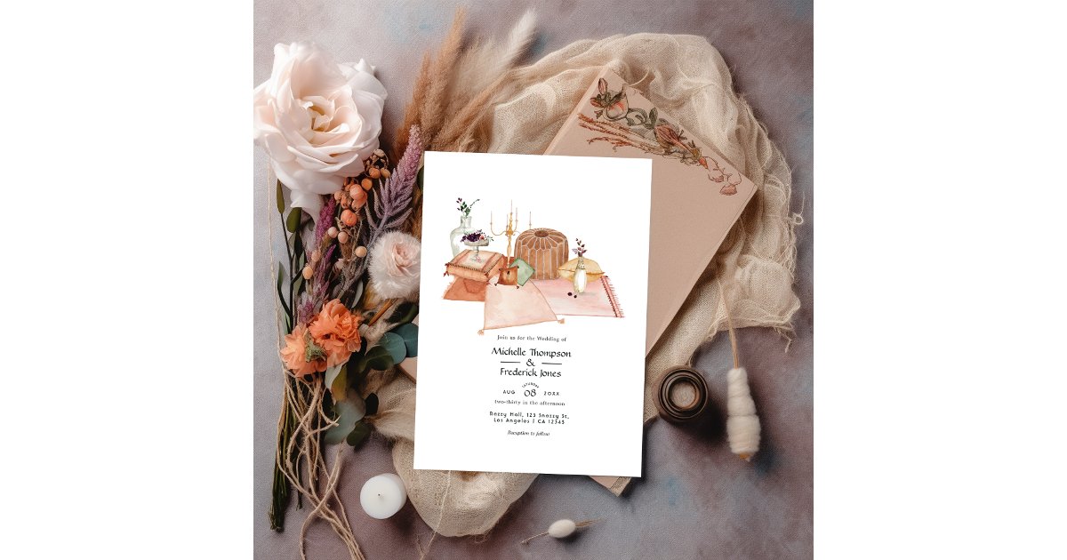 Dusty Autumn Shrine Bohemian Wedding Invitation | Zazzle