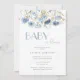 DUSTY Baby in Bloom Blue Beige Baby Shower Invitation | Zazzle