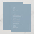 Dusty Blue 5x7" Wedding Table Menu Cards Flat Menu | Zazzle