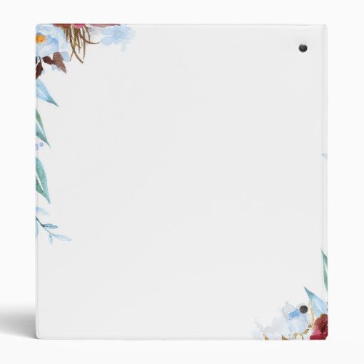 Dusty Blue and Burgundy Red Flowers 3 Ring Binder | Zazzle