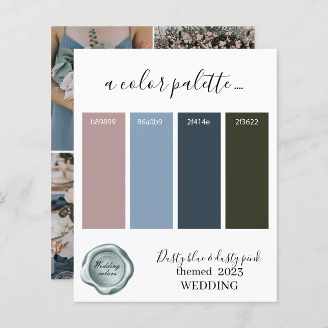 Dusty blue and dusty pink Wedding colors Palette C | Zazzle