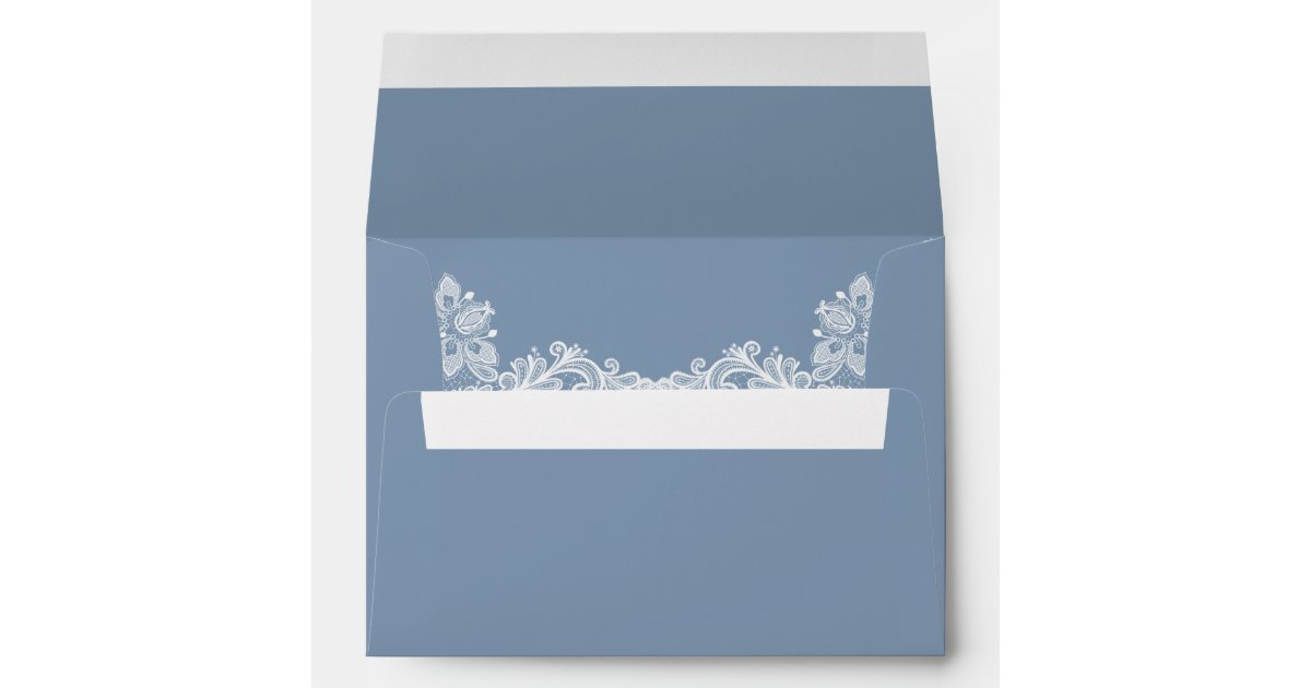 Dusty Blue and Lace Wedding Envelope | Zazzle