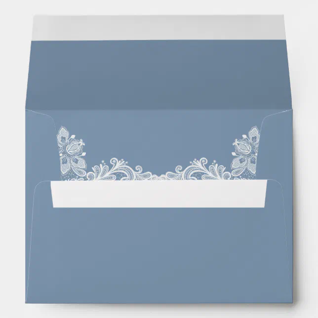 Dusty Blue and Lace Wedding Envelope | Zazzle