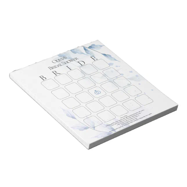 Dusty Blue and Pale Lilac Foliage Bridal Bingo Notepad | Zazzle